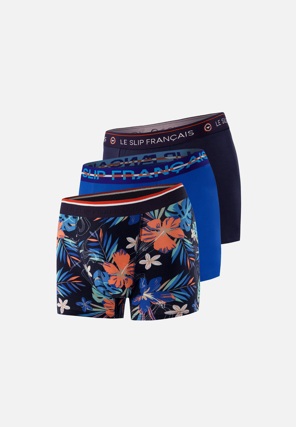 Lot de 3 boxers en coton - Boxers Marine Bleu Nautique Hawaï – Le Slip ...
